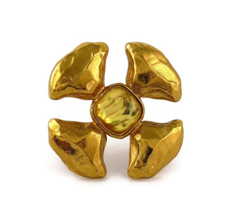 Yves Saint Laurent YSL Vintage Resin Cabochon Maltese Cross Brooch ...