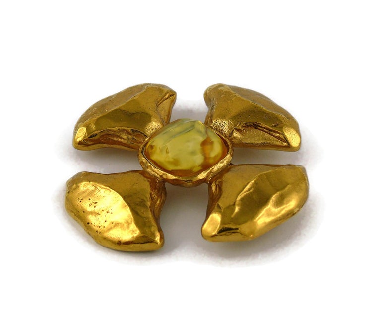 Yves Saint Laurent YSL Vintage Resin Cabochon Maltese Cross Brooch ...