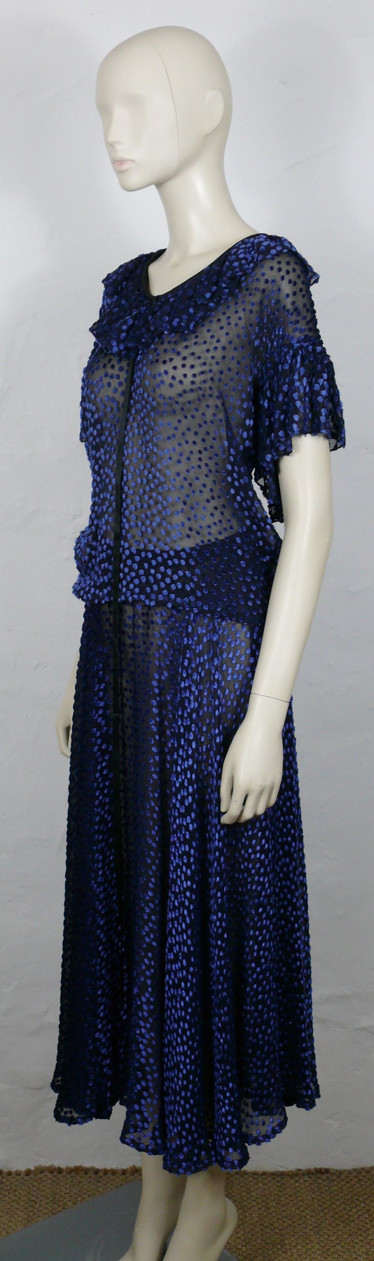 YVES SAINT LAURENT YSL Vintage Sheer Polka-Dot Skirt and Blouse ...