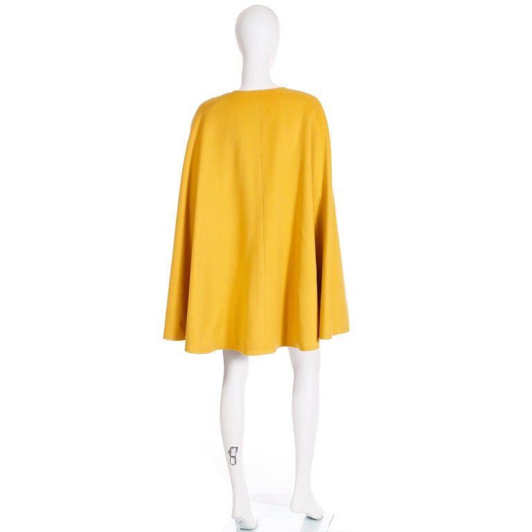 Yves Saint Laurent YSL Vintage Yellow Wool Cape For Sale at 1stDibs