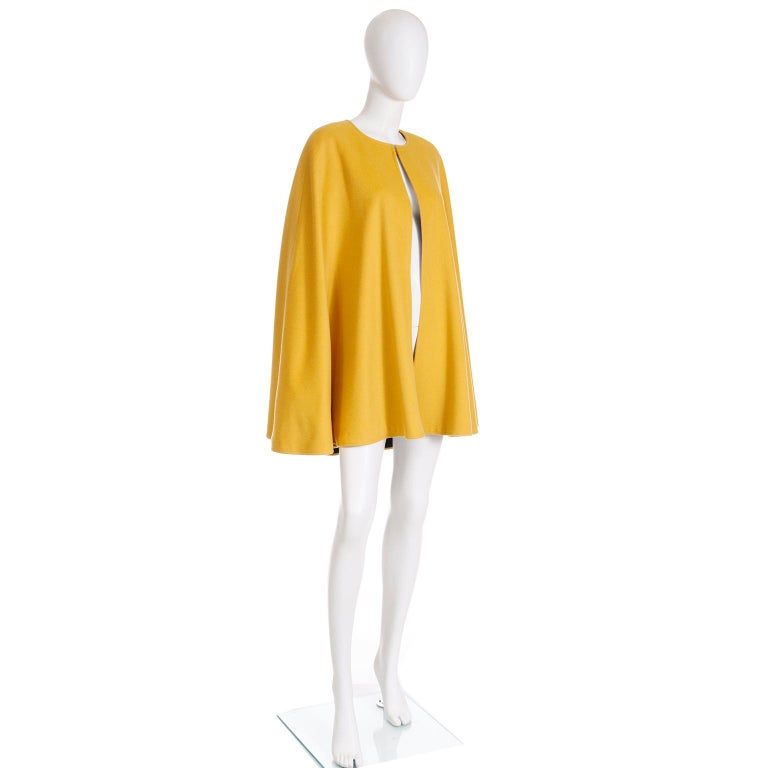 Yves Saint Laurent YSL Vintage Yellow Wool Cape For Sale at 1stDibs