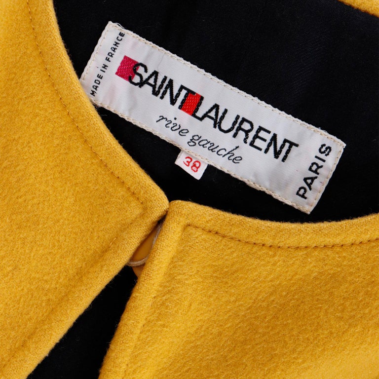 Yves Saint Laurent YSL Vintage Yellow Wool Cape For Sale at 1stDibs