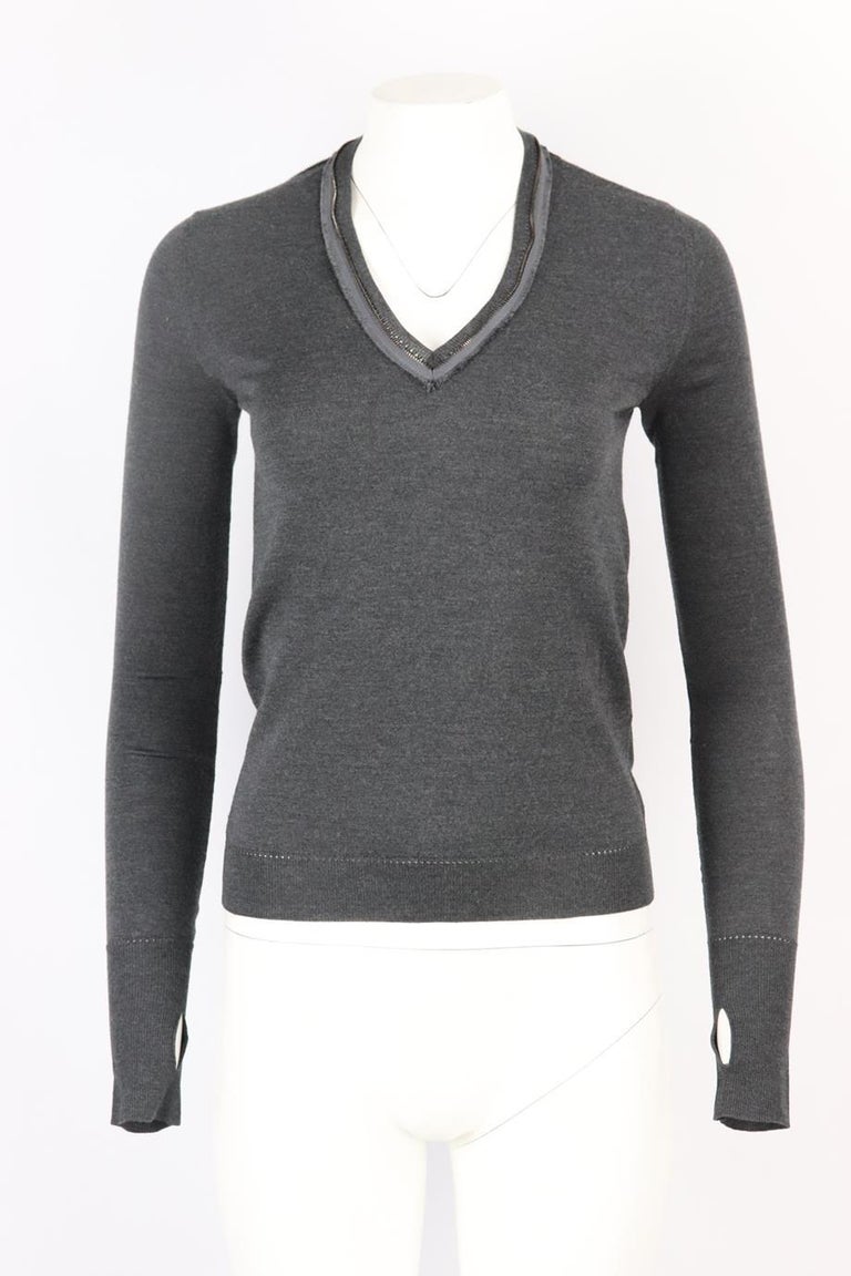 Yves Saint Laurent Zip Detailed Wool Sweater Xsmall For Sale at 1stDibs