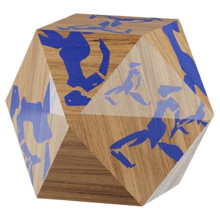 Table d'appoint de forme cubique en noyer Yves en ébène et feuille de ...