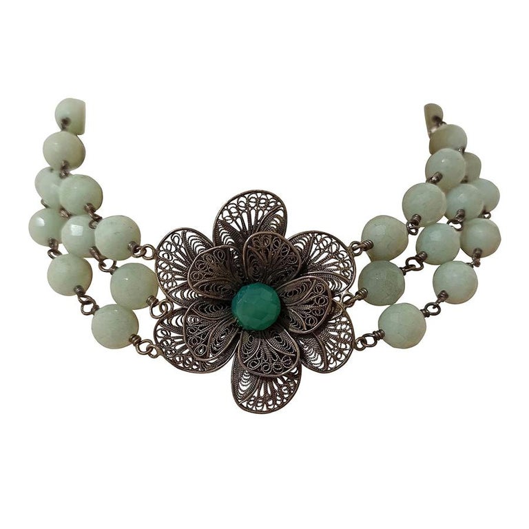 Yvone Christa NY Silver Filigree Necklace at 1stDibs