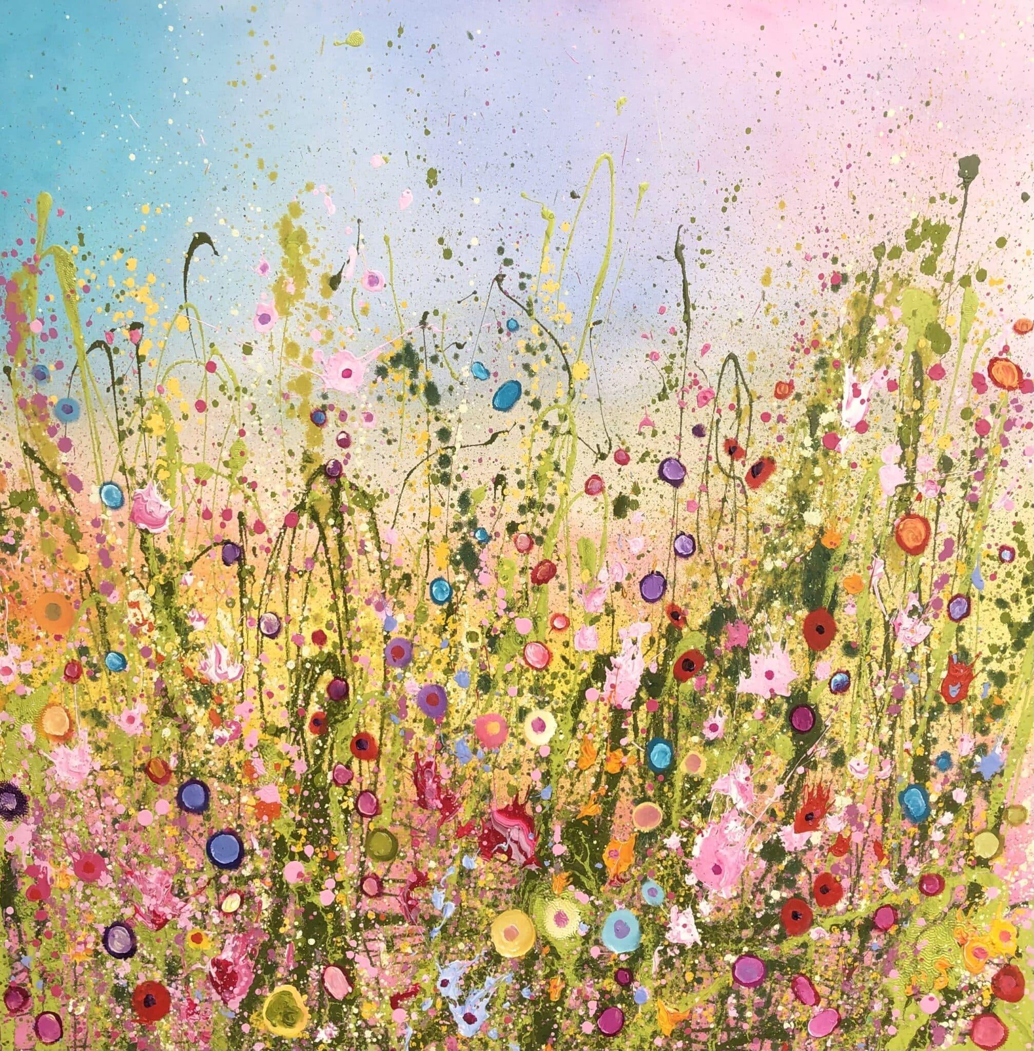 Yvonne Coomber - Flower Hearts original abstract flower painting at 1stDibs