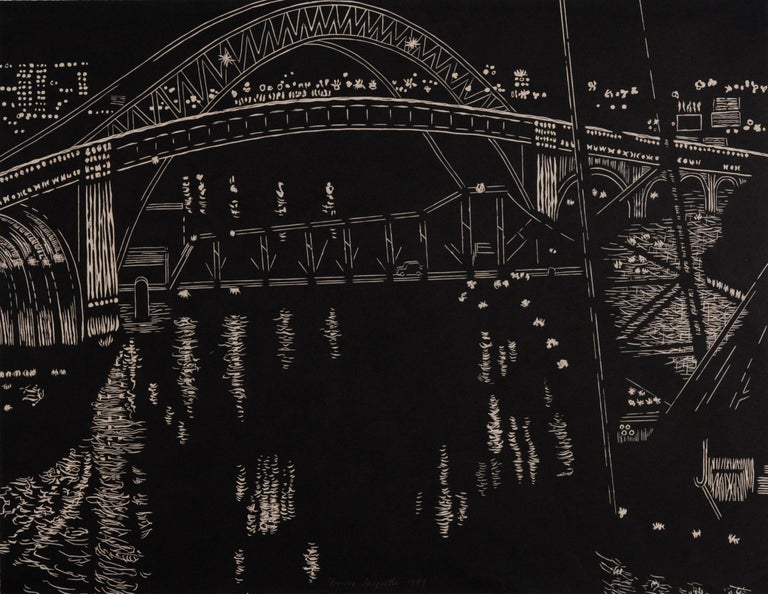 Yvonne Jacquette - Bridges over Cuyahoga River, Cleveland at 1stDibs