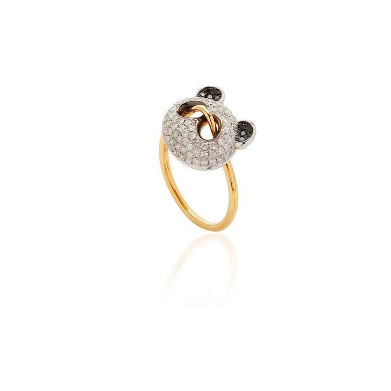 Yvonne Leon's Panda Ring in 18k Yellow Gold with Diamonds and Black ...