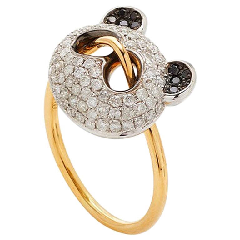 Yvonne Leon's Panda Ring in 18k Yellow Gold with Diamonds and Black ...