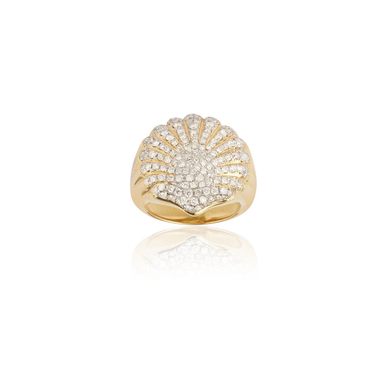 Yvonne Leon's Shell Diamonds Pinky Ring in 18 Karat Yellow Gold For ...