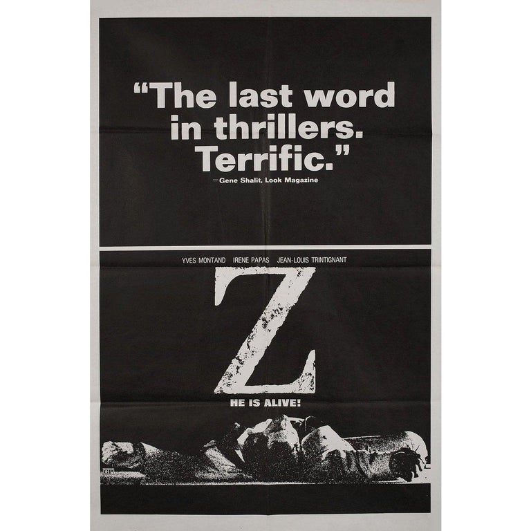 Z 1969 U.S. One Sheet Film Poster For Sale at 1stDibs | z 1969 poster