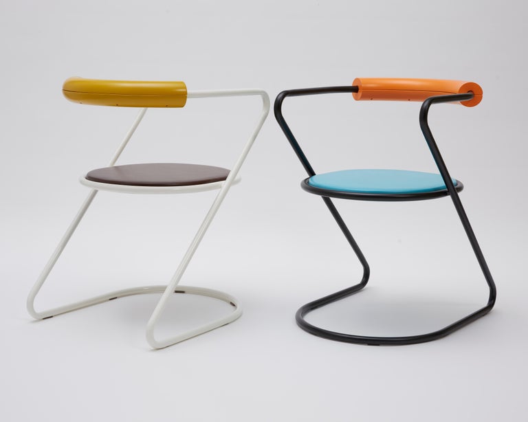 Z-Disk Chair, Black, Orange and Light Blue For Sale at 1stDibs