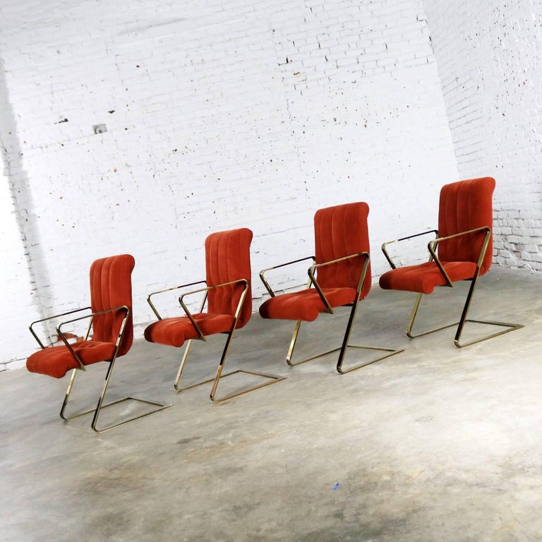 Z Frame Brass Plate Dining Chairs Style Milo Baughman, Set of Four at ...
