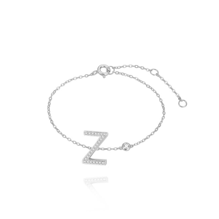Z Initial Bezel Chain Bracelet For Sale at 1stDibs