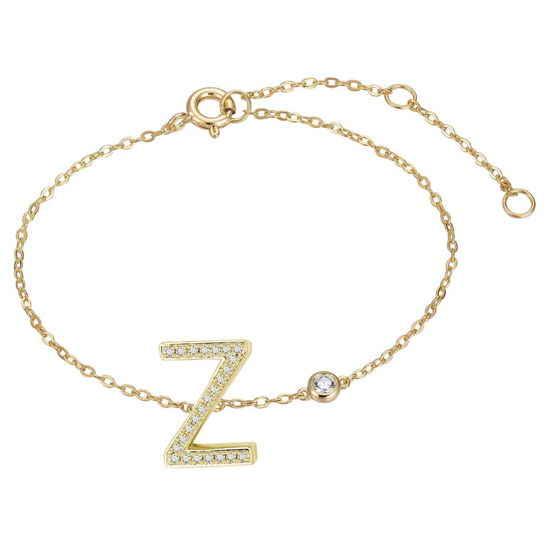 Z Initial Bezel Chain Bracelet For Sale at 1stDibs