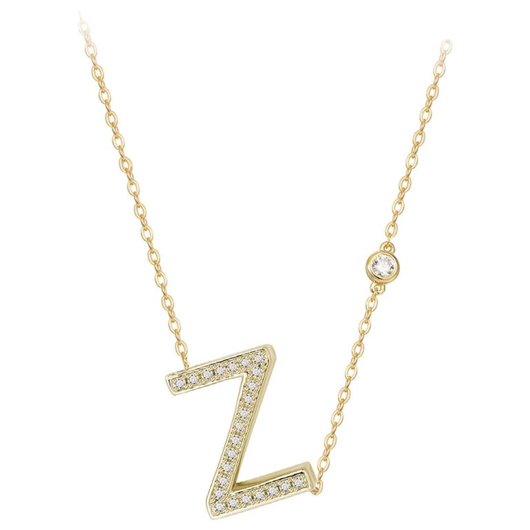Z Initial Bezel Chain Necklace For Sale at 1stDibs