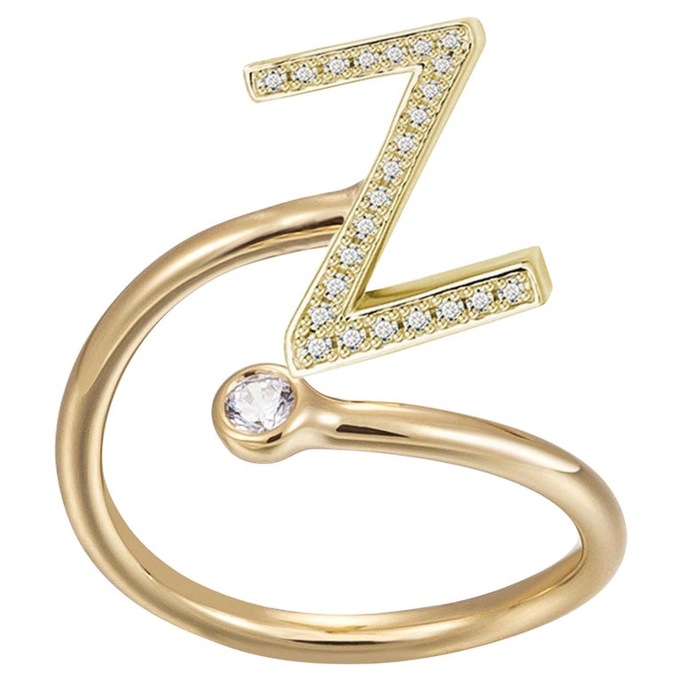 Customizable Z-Initial Bezel Wire Ring For Sale at 1stDibs