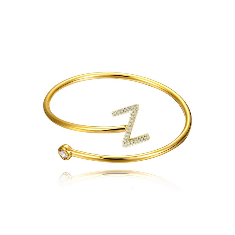 Z Initial Wire Bezel Cuff For Sale at 1stDibs