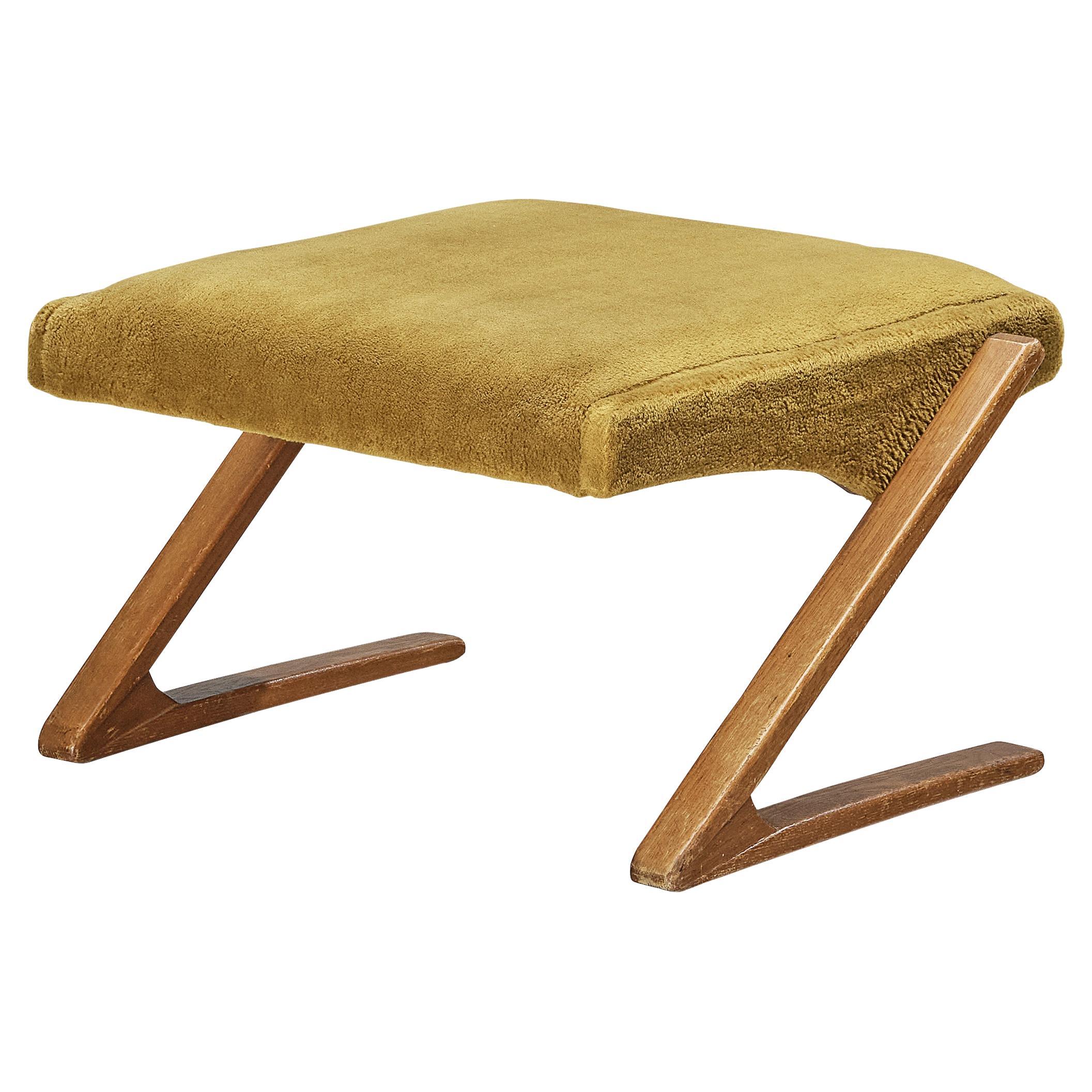 Z-Shaped Ottoman or Stool in Elm For Sale at 1stDibs