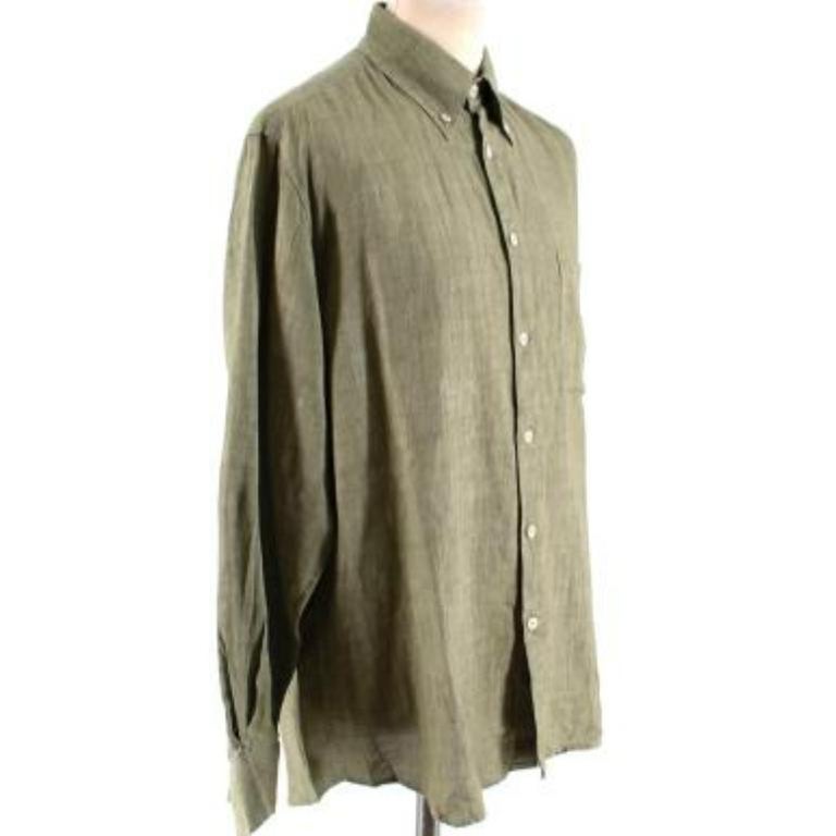 Z Zegna Sport Green Linen Button Up For Sale at 1stDibs