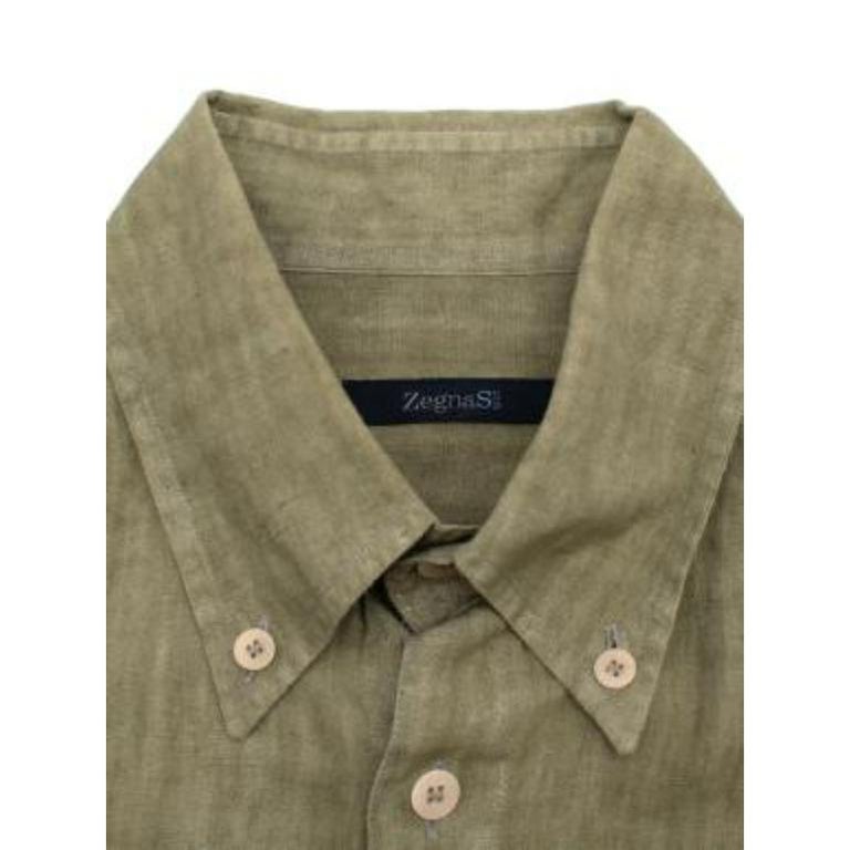 Z Zegna Sport Green Linen Button Up For Sale at 1stDibs