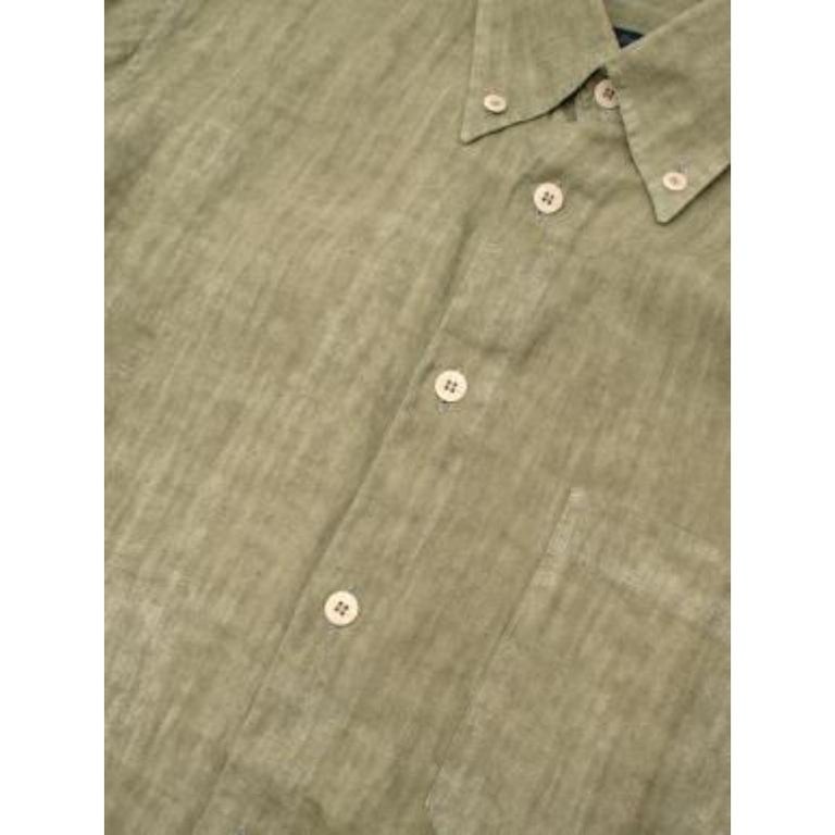 Z Zegna Sport Green Linen Button Up For Sale at 1stDibs