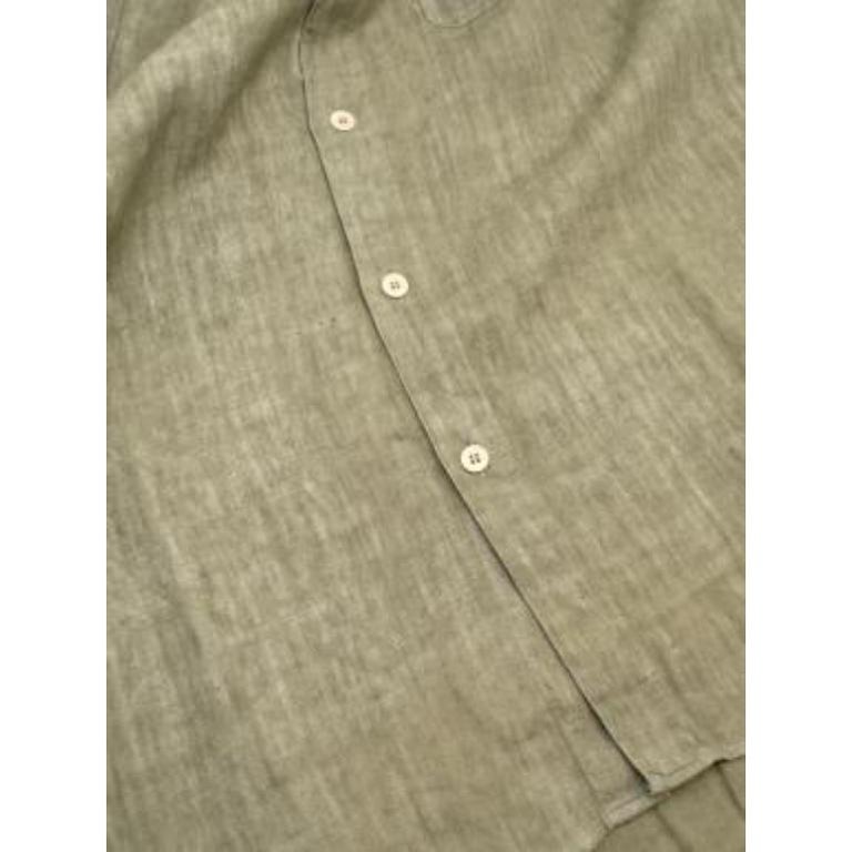 Z Zegna Sport Green Linen Button Up For Sale at 1stDibs