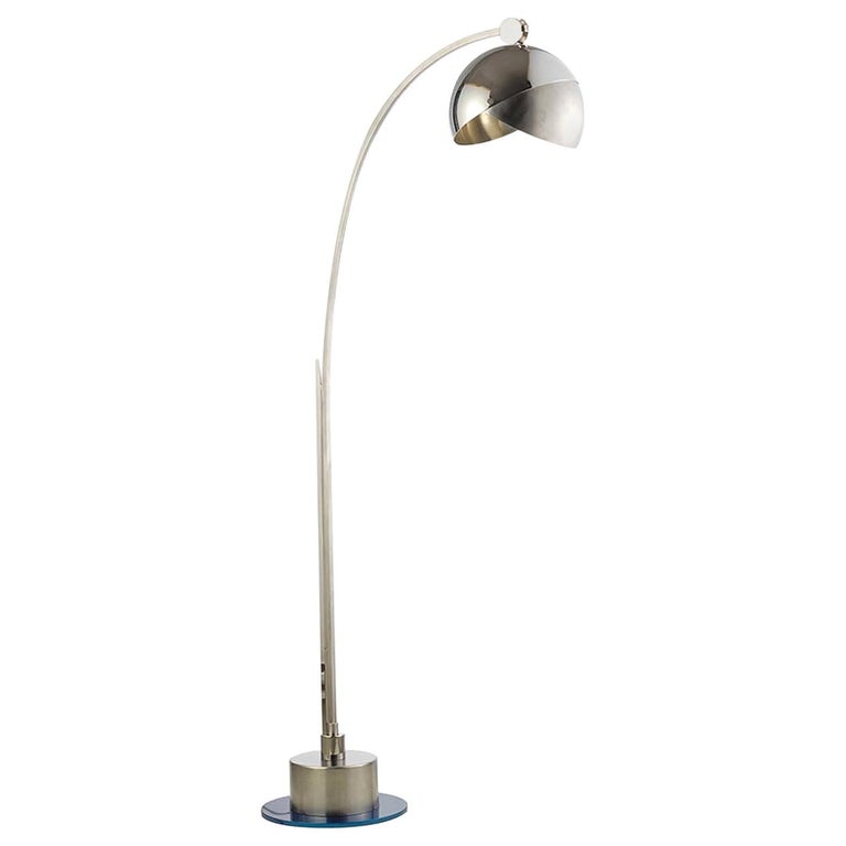 Z622 Brass Nickel Floor Lamp For Sale at 1stDibs