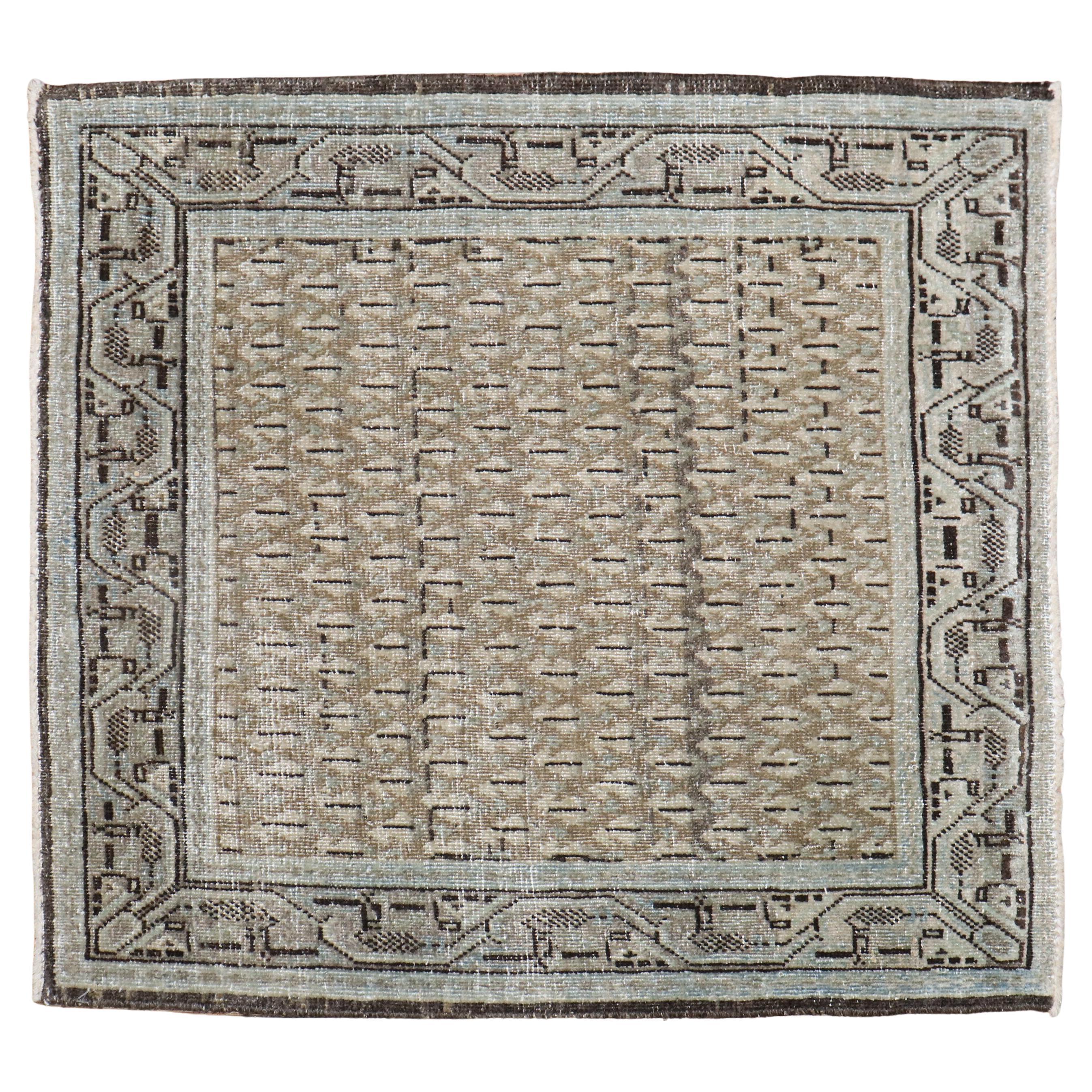 Zabihi Collection Brown Persian Vintage Square Mini Rug at 1stDibs