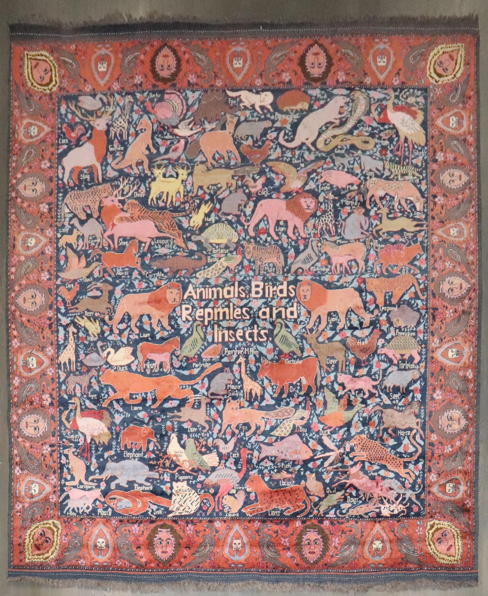 Zabihi Collection Crazy Animal Motif South Persian Pictorial Rug For ...