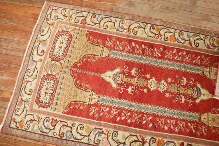 Zabihi Collection Red Vintage Turkish Prayer Rug For Sale at 1stDibs