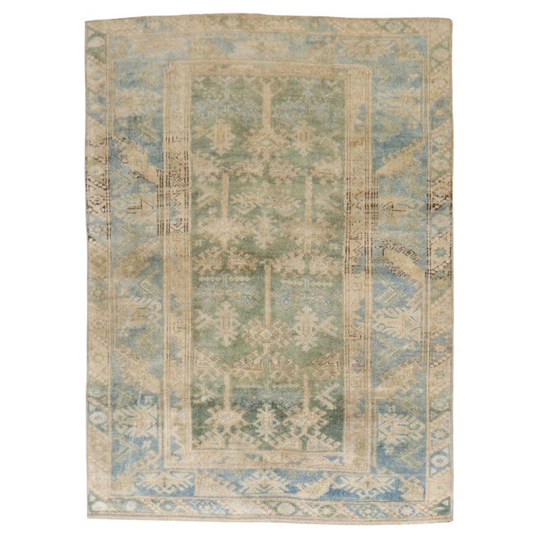 Zabihi Collection Sea Foam Blue Green Vintage Turkish Rug For Sale at ...