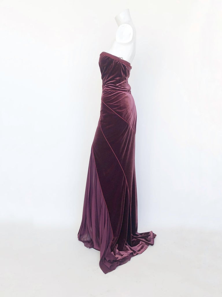 Zac Posen velvet and chiffon gown For Sale at 1stDibs | chiffon velvet
