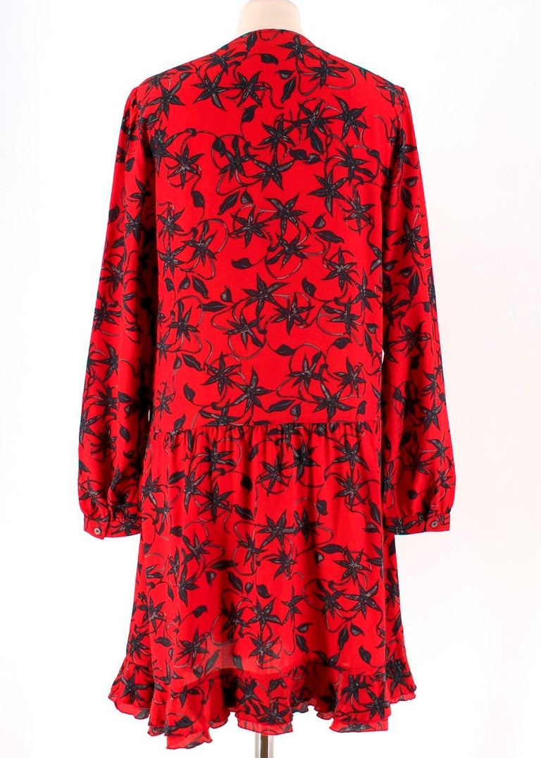 Zadig and Voltaire Red Floral Print Remus Dress Size S For Sale at 1stDibs