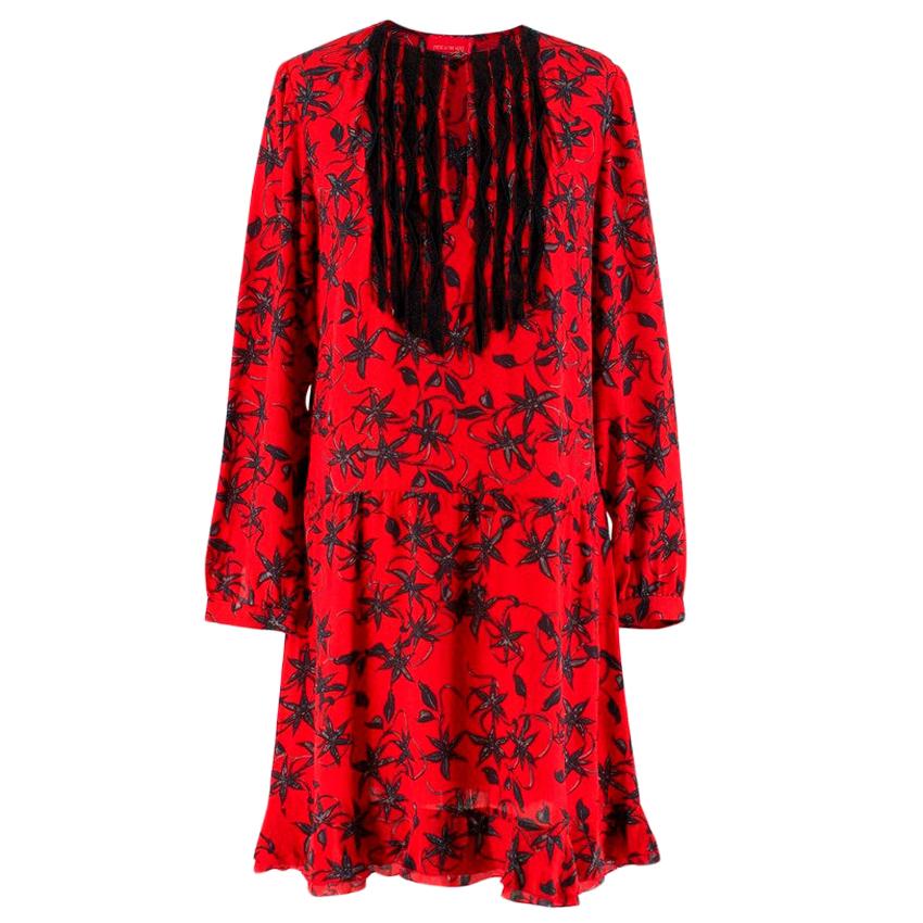 Zadig and Voltaire Red Floral Print Remus Dress Size S For Sale at 1stDibs