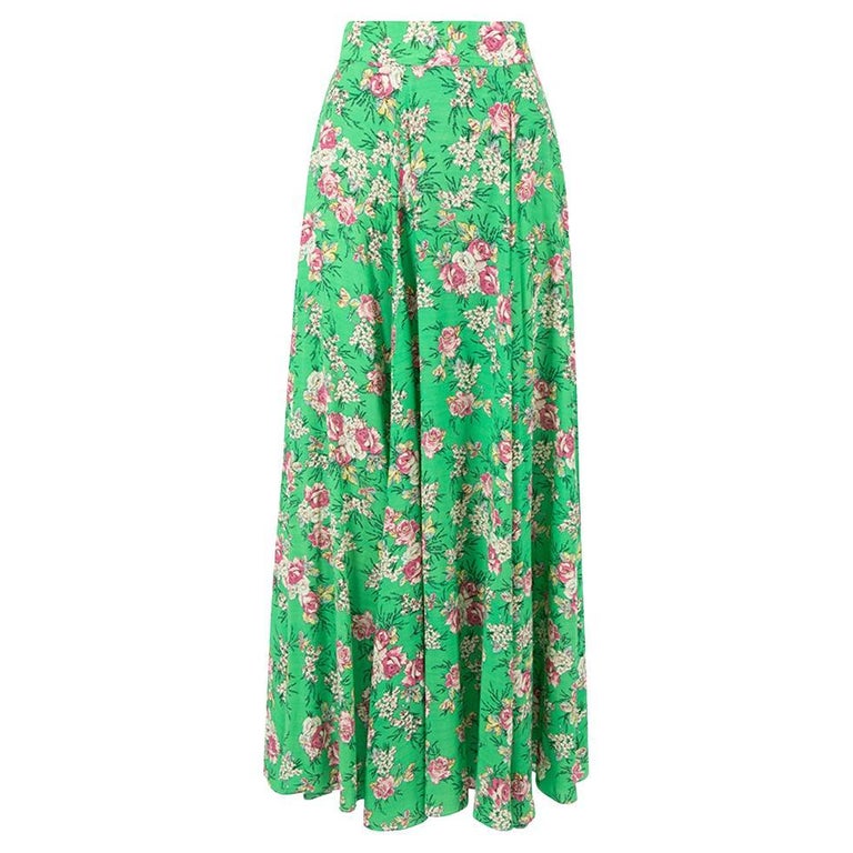 Zadig and Voltaire Women's Green Joyo Print Roses Printed Midi Skirt ...