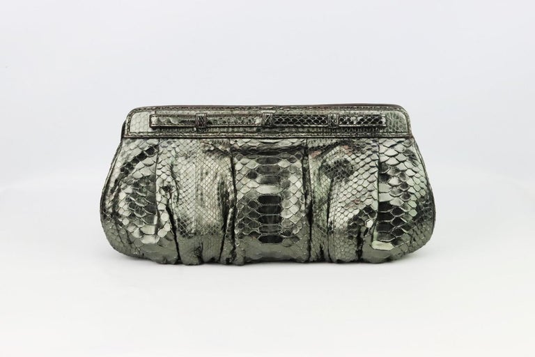 Zagliani Metallic Python Clutch For Sale at 1stDibs