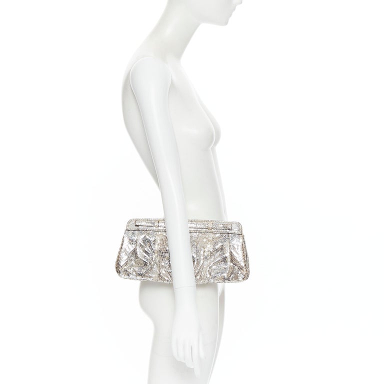 ZAGLIANI mirrored antique finished genuine python leather turnlock clutch bag at 1stDibs