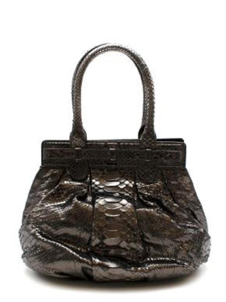 Zagliani Vintage Gunmetal Python Tote For Sale at 1stDibs