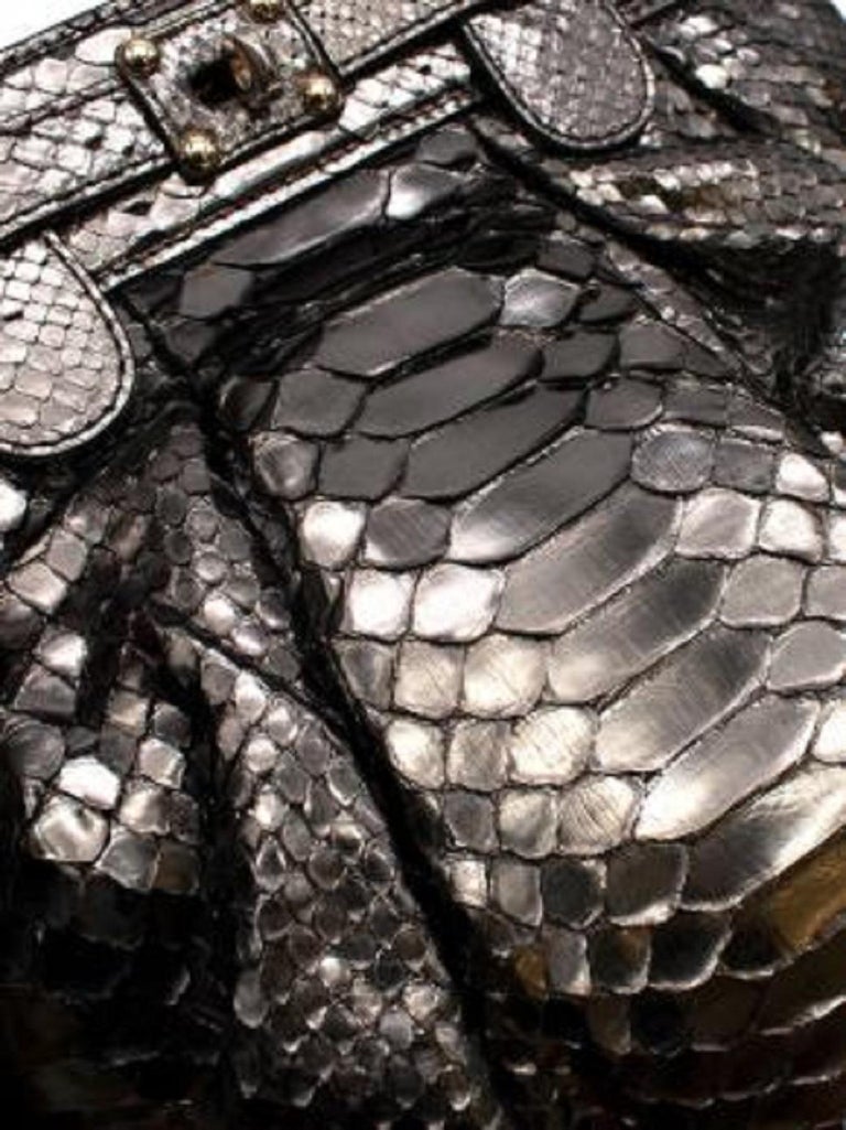 Zagliani Vintage Gunmetal Python Tote For Sale at 1stDibs