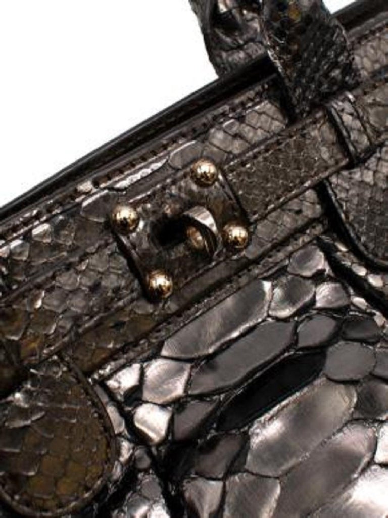 Zagliani Vintage Gunmetal Python Tote For Sale at 1stDibs