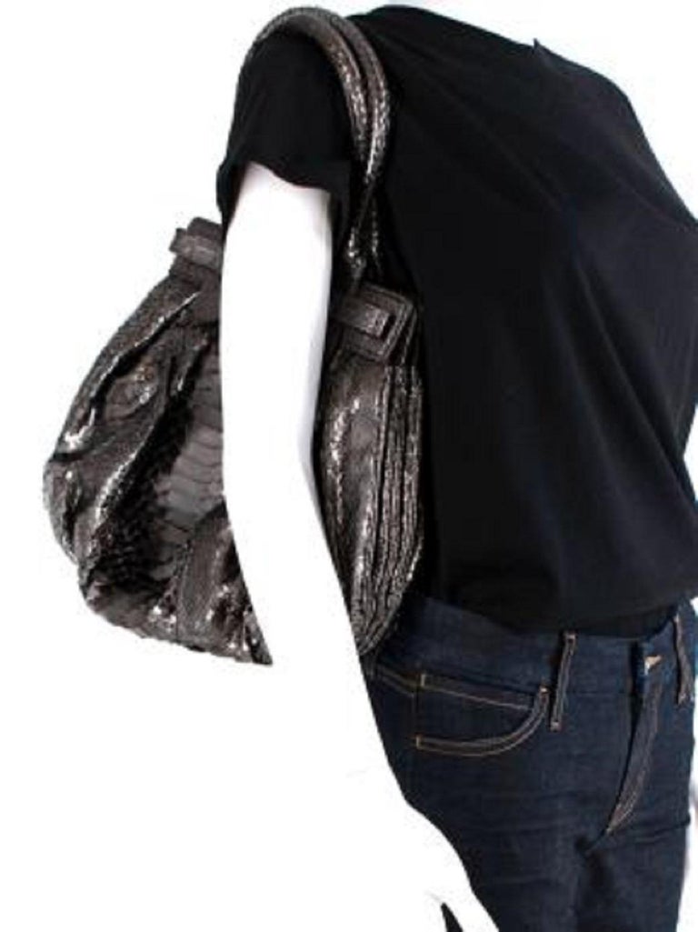 Zagliani Vintage Gunmetal Python Tote For Sale at 1stDibs