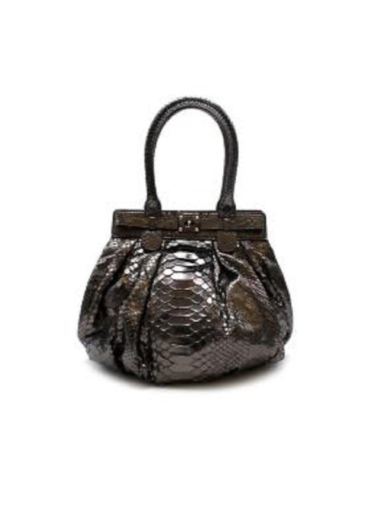 Zagliani Vintage Gunmetal Python Tote For Sale at 1stDibs