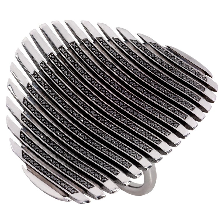 Zaha Hadid for Georg Jensen Black Diamond and Rhodium Sterling Silver ...