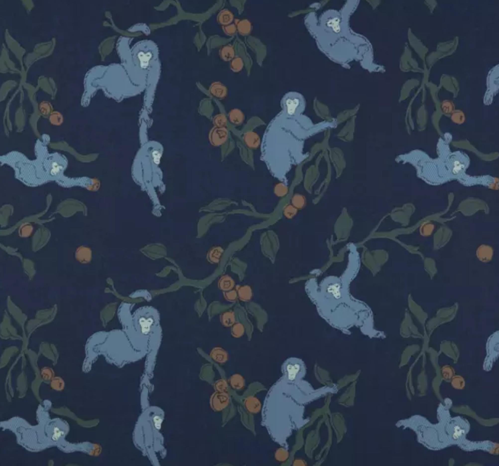 Zak + Fox Saru Wallpaper in Blue, No. ZFSRUWC-04, USA. For Sale at 1stDibs