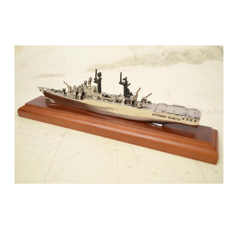 Zama Model of the Ship Vittorio Veneto Mounted on a Wooden Base at 1stDibs