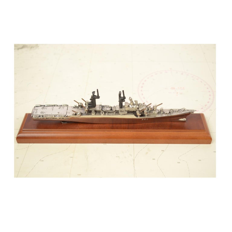 Zama Model of the Ship Vittorio Veneto Mounted on a Wooden Base at 1stDibs
