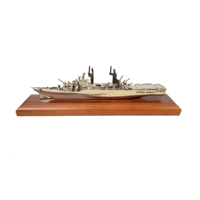 Zama Model of the Ship Vittorio Veneto Mounted on a Wooden Base at 1stDibs
