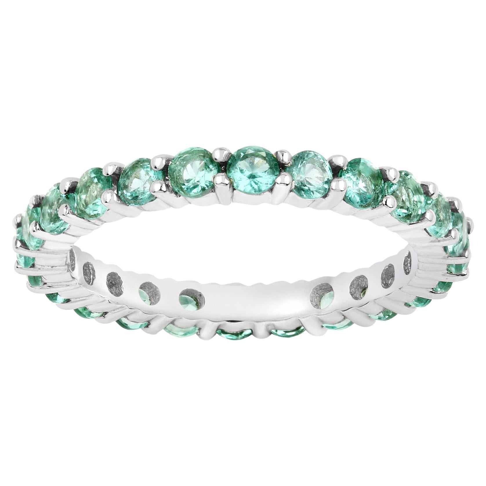 4.23 Carat Zambian Emerald and White Emerald Shape Diamond Eternity ...