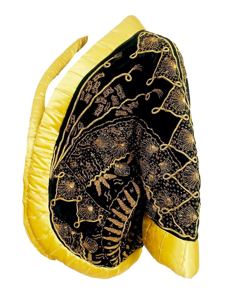 Zandra Rhodes Gold Work Metal Embroidered Velvet Padded Jacket For Sale ...